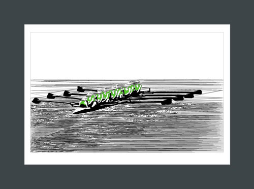 Light Green and Black Rowing Crew Art Print at BiyoArt Sports