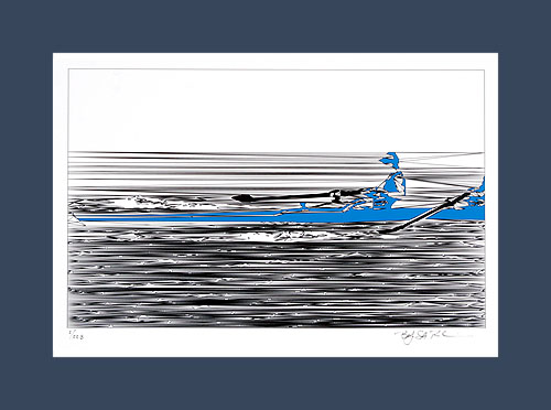 Blue Rowing Shell Art Print at BiyoArt Sports